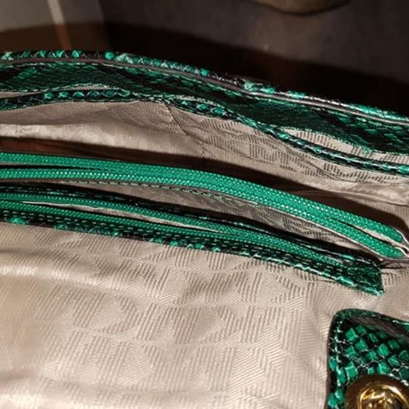 Michael Kors | Bags | Mk Sloan Palmetto Green Black Snake Bag | Poshmark